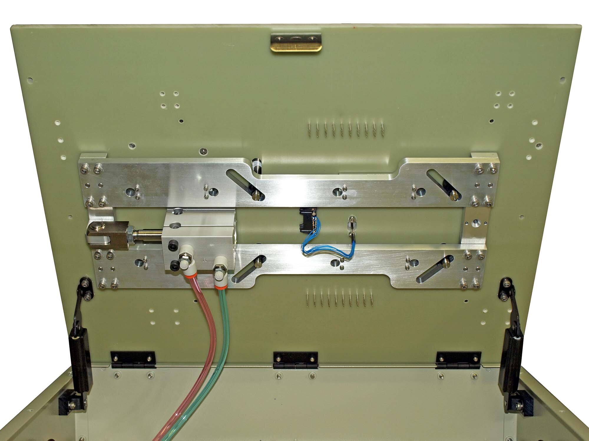 Bottom-side View of Pneumatic-Cam Test Fixture - Test Head Engineering, LLC